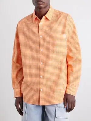 Loewe Paula's Ibiza Anagram-embroidered Checked Cotton-poplin Shirt - Orange