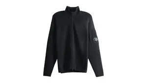 C.P. COMPANY Waffle Knit Cotton Zip Lens Cardigan