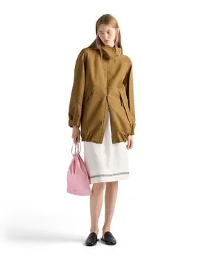 Prada Embroidered Slubbed Fabric Skirt