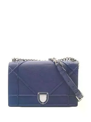 Dior 2000-2026 Medium Grained Calfskin Diorama Flap Crossbody Bag - Blue