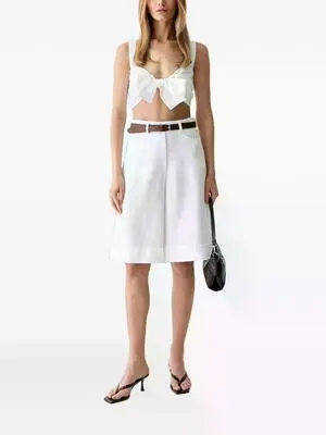 VICOLO Bow Detail Shirred Cropped Top