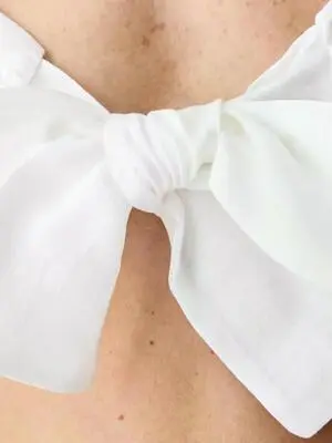 VICOLO Bow Detail Shirred Cropped Top