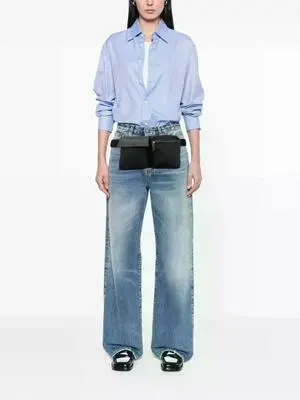 Gucci Gg Canvas Double Pocket Belt Bag - Black