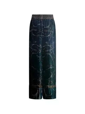 PIERRE-LOUIS MASCIA Kanada Floral-print Velvet Palazzo Pants - Blue
