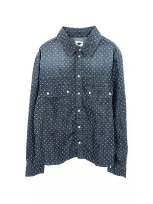 Dior 2010s Bee Embroidered Dot-pattern Denim Shirt - Blue