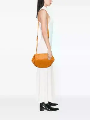 Bottega Veneta Woven Nappa Leather Flap Crossbody Bag - Orange