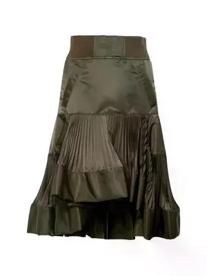 Sacai Pleated Panelled Maxi Skirt - Green