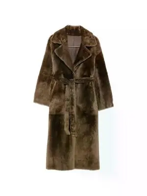 ARMA Belted Shearling Coat - Brown