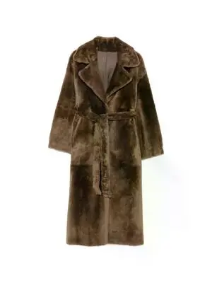 ARMA Belted Shearling Coat - Brown