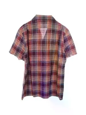 Saint Laurent Embroidered-logo Plaid Shirt - Red