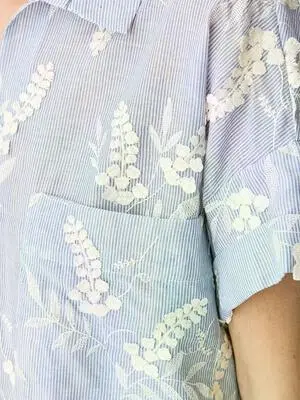 VICOLO Striped Floral Embroidered Shirt