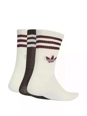 Adidas Logo-embroidered Striped Socks - Neutrals