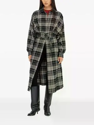 DIESEL® Midi Dress In Checked Flannel With Wide Belt
