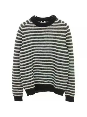 Saint Laurent Striped Crew-neck Sweater - Black