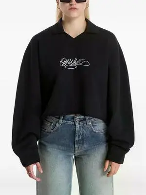 Off-White Logo-embroidered Polo-collar Sweater