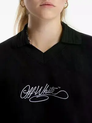 Off-White Logo-embroidered Polo-collar Sweater