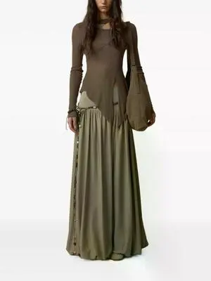 ELYWOOD Asymmetric Stitch-paneled Long-sleeved T-shirt - Brown