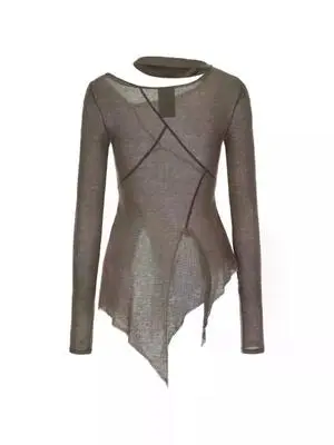 ELYWOOD Asymmetric Stitch-paneled Long-sleeved T-shirt