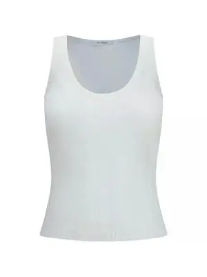 Max Mara Ribbed-knit Scoop-neck Tank Top - White