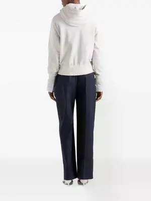 Prada Cotton Fleece Hoodie With Jewel Brooch - Grey