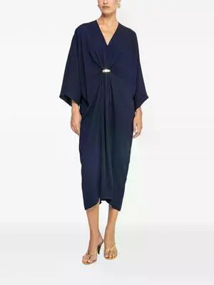 NISSA Oversized V-neck Maxi Dress With Metallic Detail