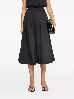 NISSA High-waisted Cotton Midi Skirt - Black