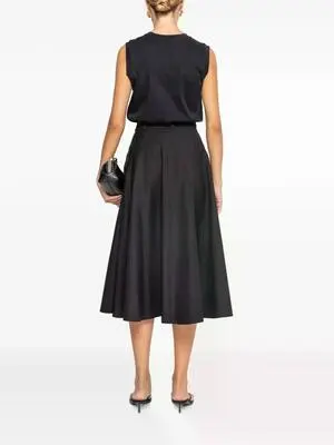 NISSA High-waisted Pleated Cotton Midi Skirt