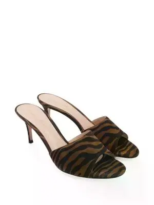 GIANVITO ROSSI Zebra-print Suede Mules