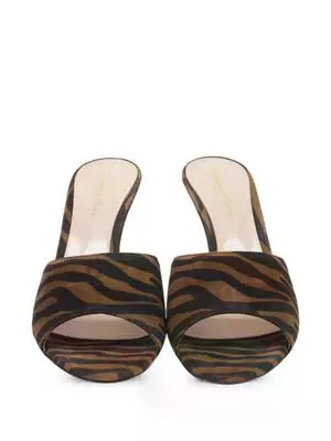 GIANVITO ROSSI Zebra-print Suede Mules