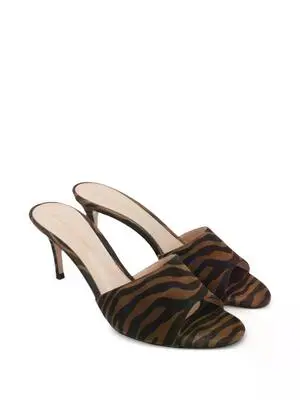 GIANVITO ROSSI Zebra-print Suede Mules - Brown