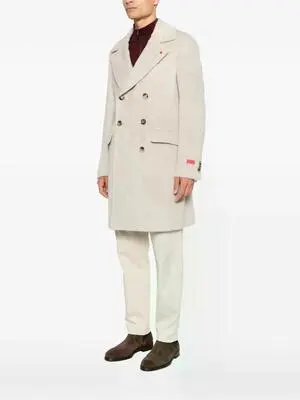 Isaia Double-breasted Coat With Notched Lapels