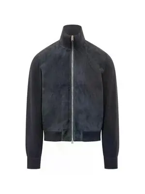 TOM FORD Suede-panelled High-neck Jacket - Blue