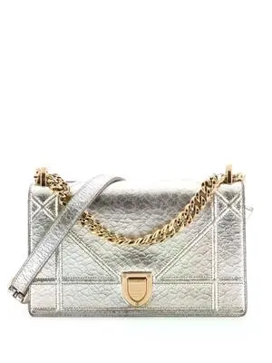 Dior Diorama Flap Bag Crackled Deerskin Small Shoulder Bag - Metallic