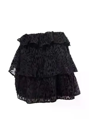 IRO PARIS Leopard-flocked Tiered Mini Skirt