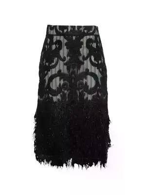 GANNI Striped Feather-trim Skirts
