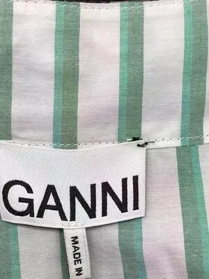 GANNI Striped Feather-trim Skirt