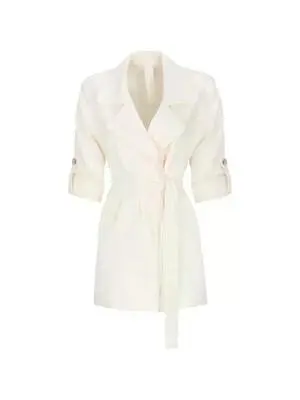 Marella Belted Notch-lapel Duster Coat - White