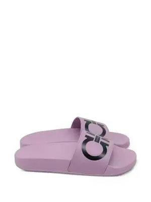 FERRAGAMO Groovy Gancini Slide Sandals - Purple