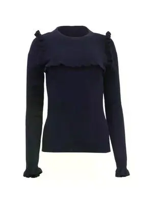 See By Chloé Ruffled Ribbed Sweater - Blue