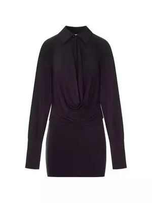 Andamane Lilia Draped-detail Pointed-collar Dress - Black