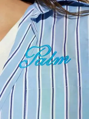 Palm Angels Striped Embroidered-logo Shirt | | Hn