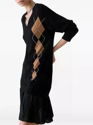 Liu Jo V-neck Argyle Knit Dress