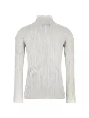 Fabiana Filippi Ribbed Mock Neck Metallic Sweater - White