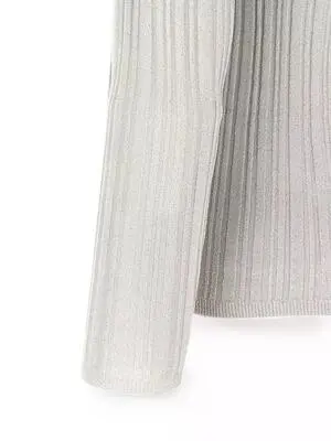 Fabiana Filippi Ribbed Mock Neck Metallic Sweater - White