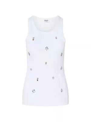 Liu Jo Embellished Cropped Ribbed Tank