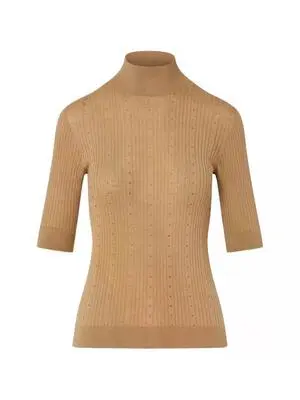 Liu Jo Wool Top With Rhinestones - Neutrals