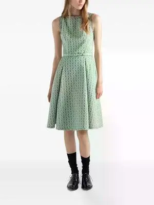 Prada Floral-print Duchess Dress - Green