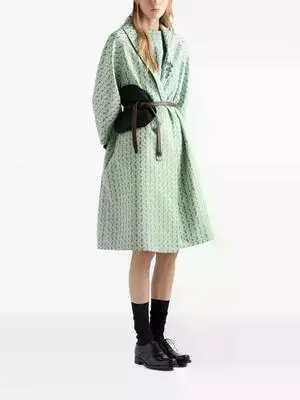 Prada Floral Print Duchess Fit And Flare Dress - Green