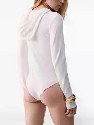 Liu Jo Hooded Knit Bodysuit With Sequined Logo