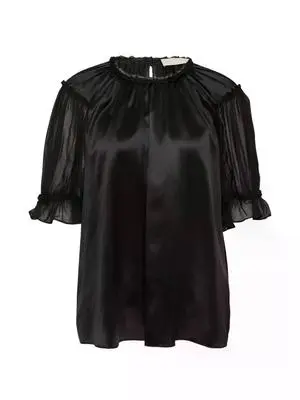 Ulla Johnson Alina Ruffled-details Silk Blouse - Black